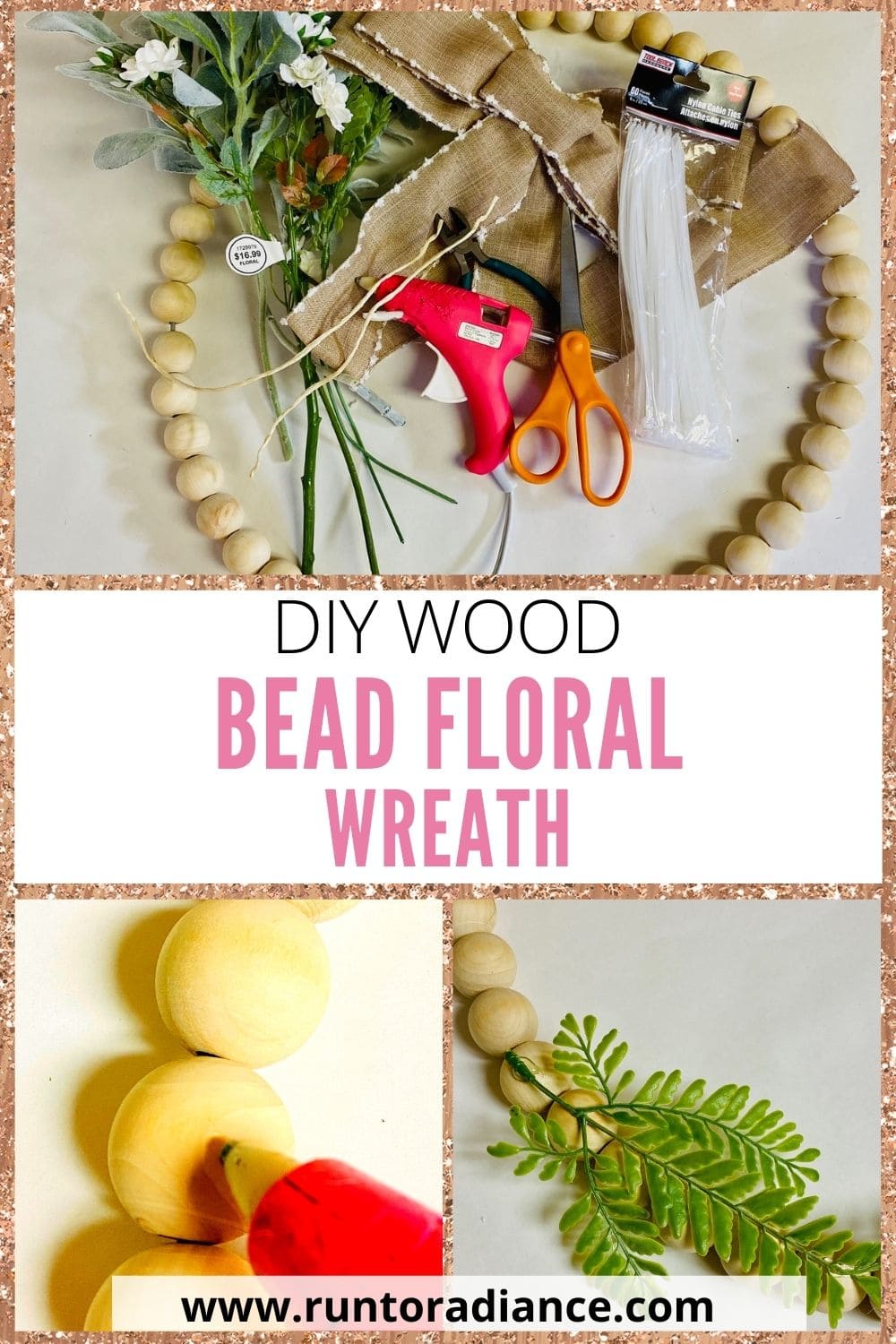 Farmhouse Floral Wood Bead Wreath - Run To Radiance