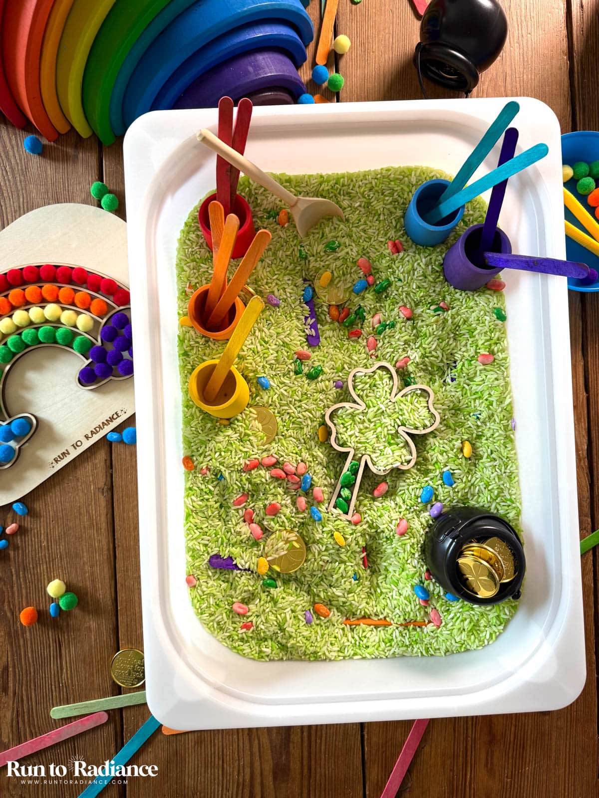 St. Patrick's Day Sensory Bin - Run To Radiance