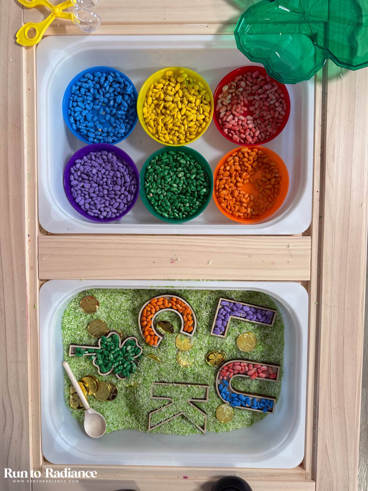 St. Patrick's Day Sensory Bin - Run To Radiance