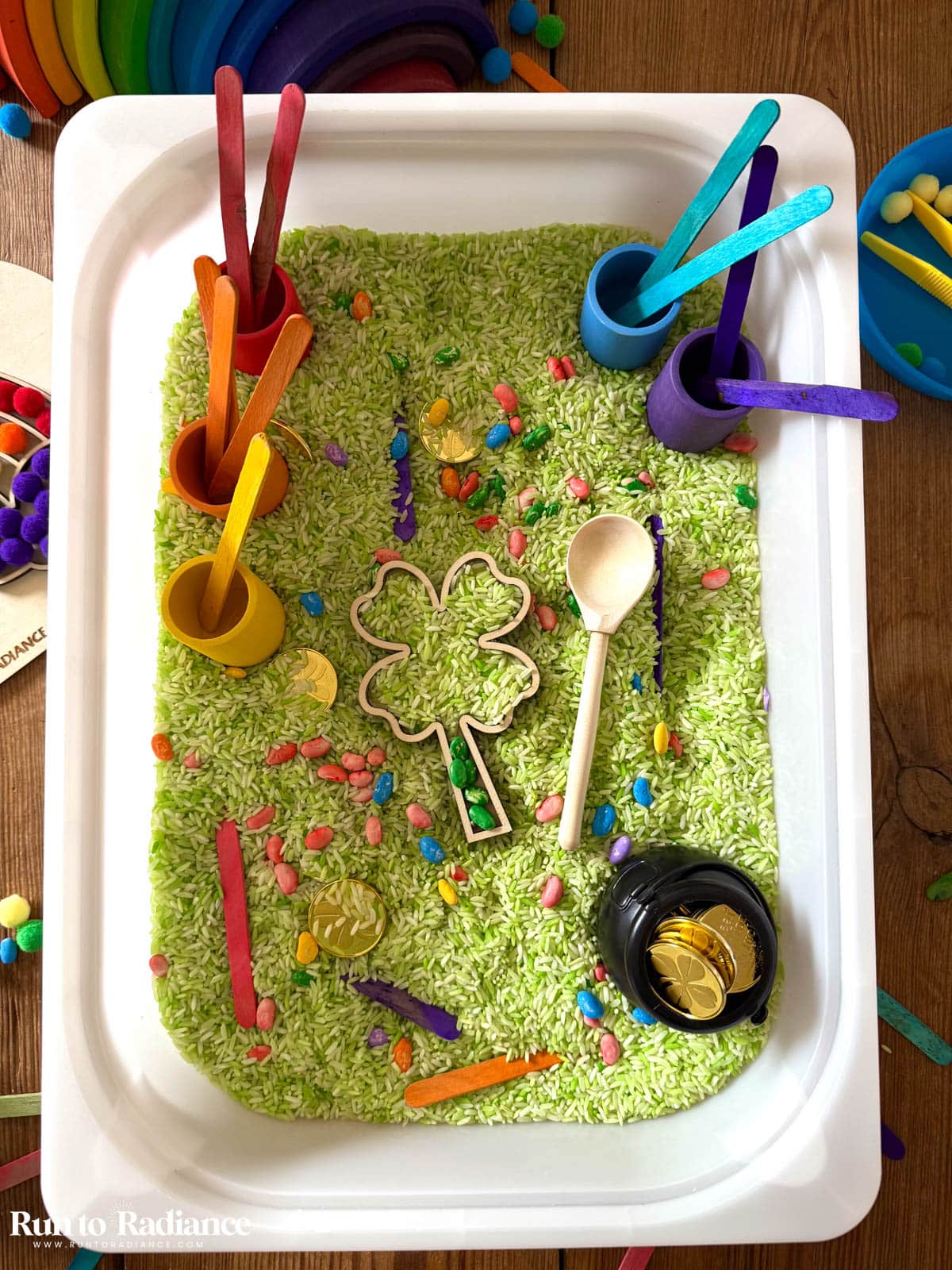 St. Patrick's Day Sensory Bin - Run To Radiance