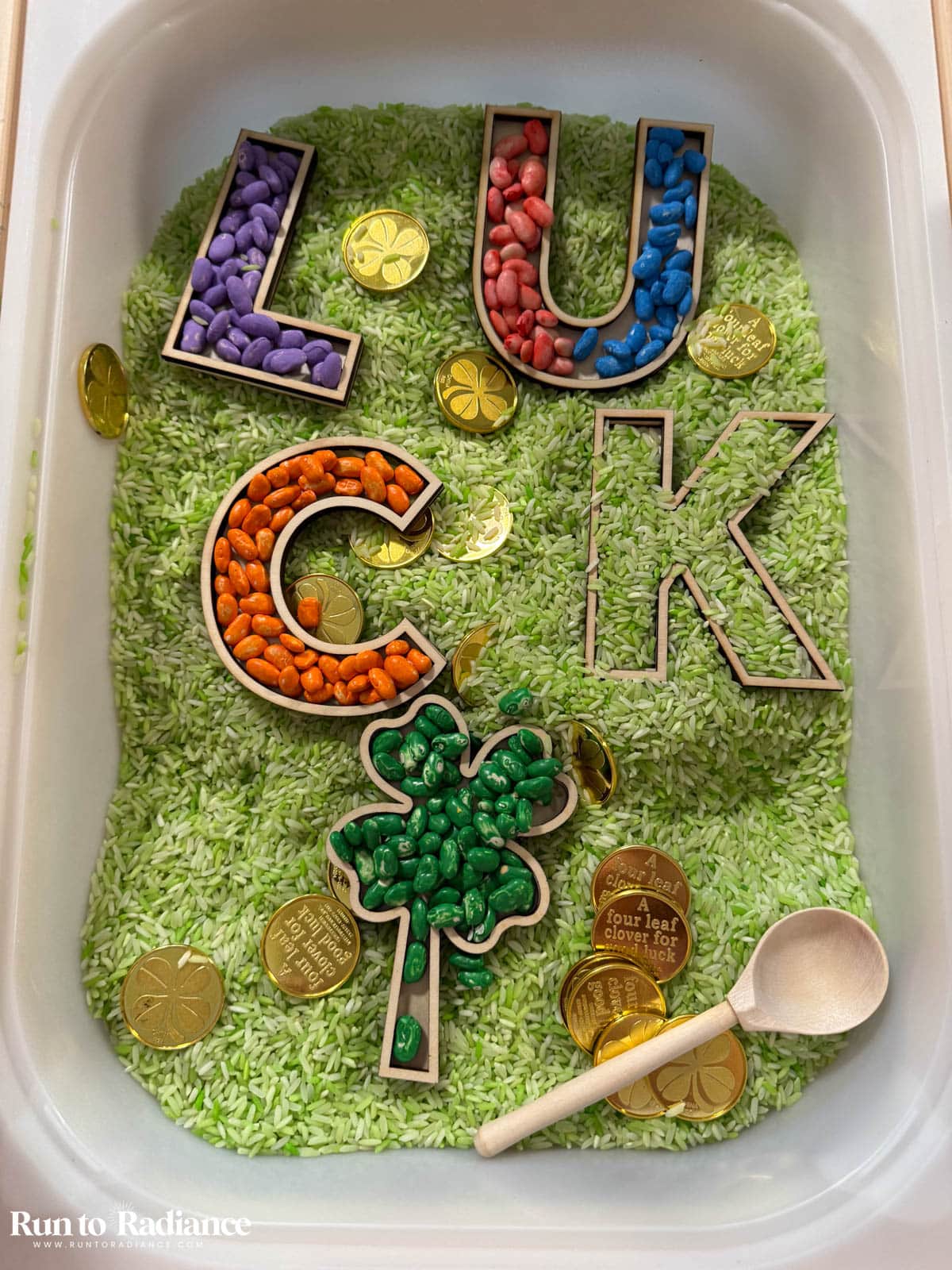 St. Patrick's Day Sensory Bin - Run To Radiance