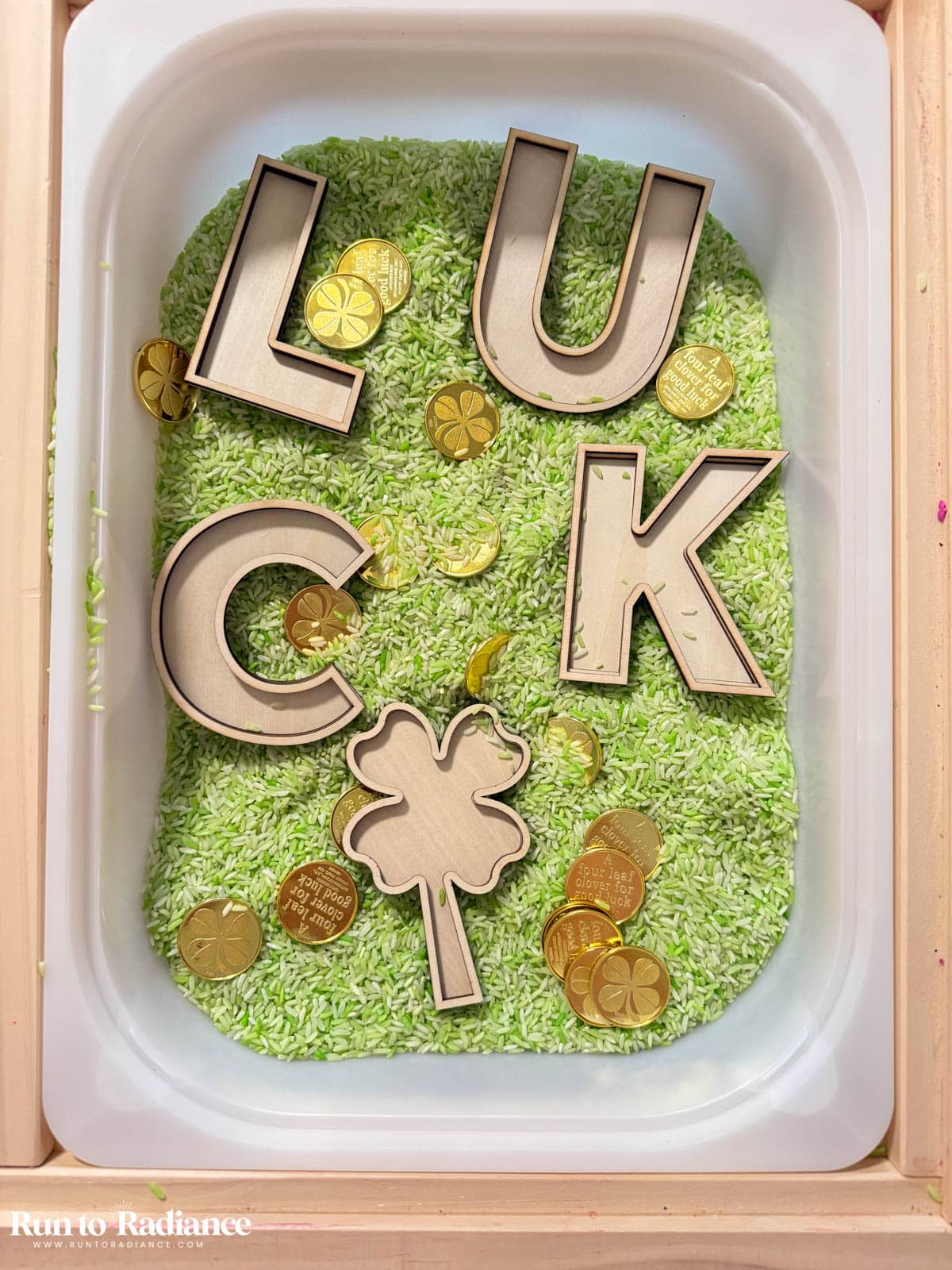St. Patrick's Day Sensory Bin - Run To Radiance