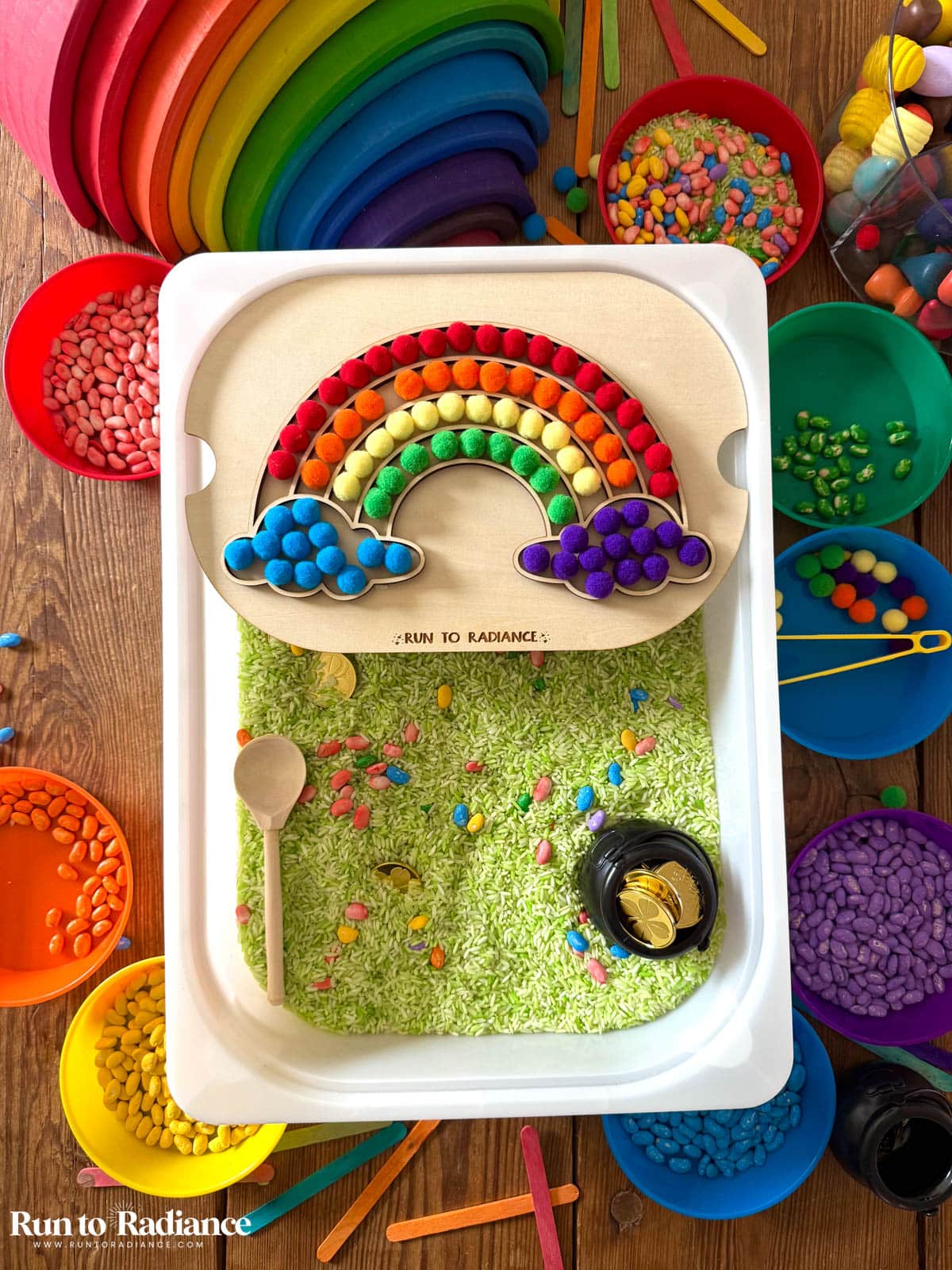 St. Patrick's Day Sensory Bin - Run To Radiance