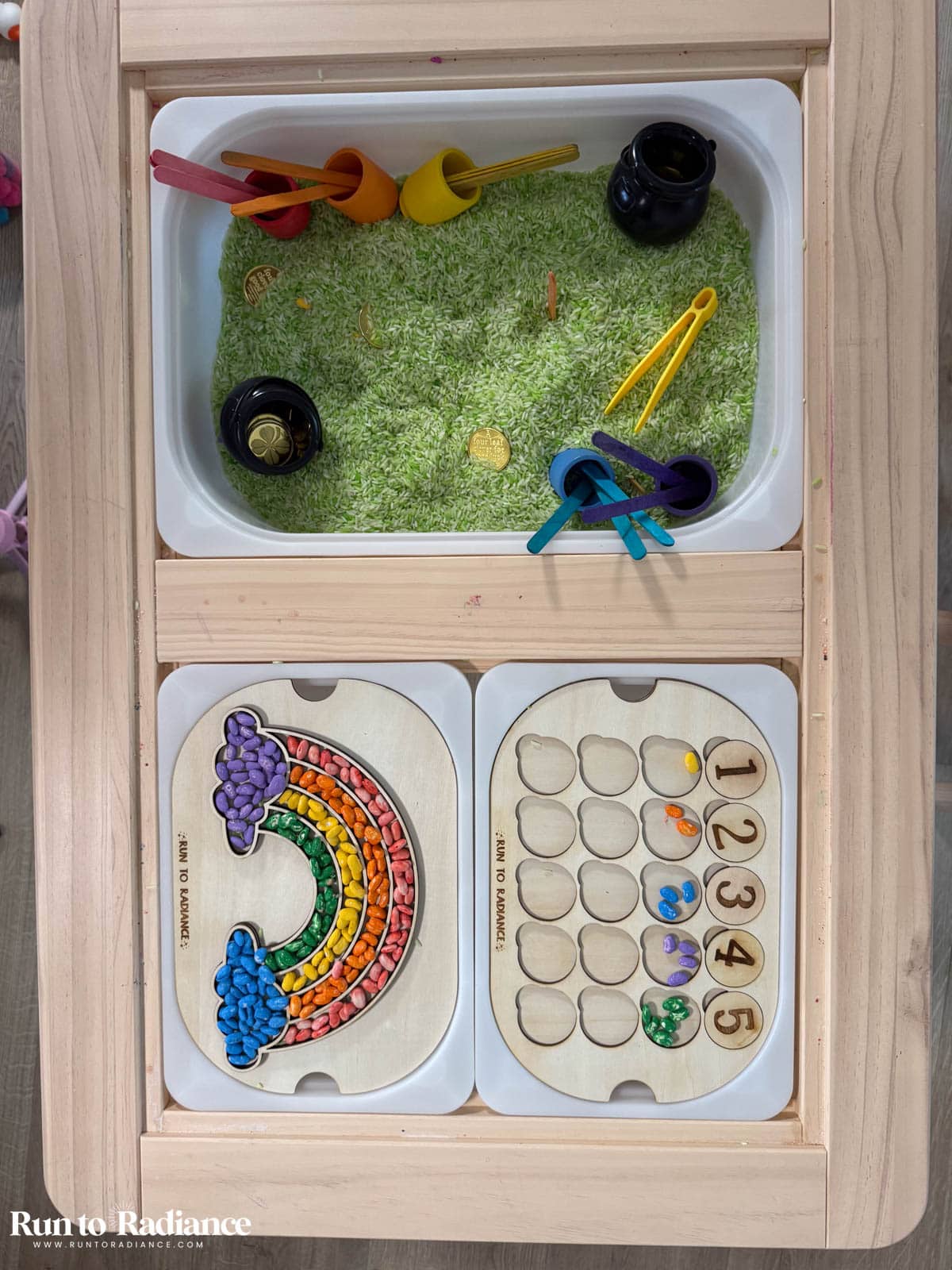 St. Patrick's Day Sensory Bin - Run To Radiance