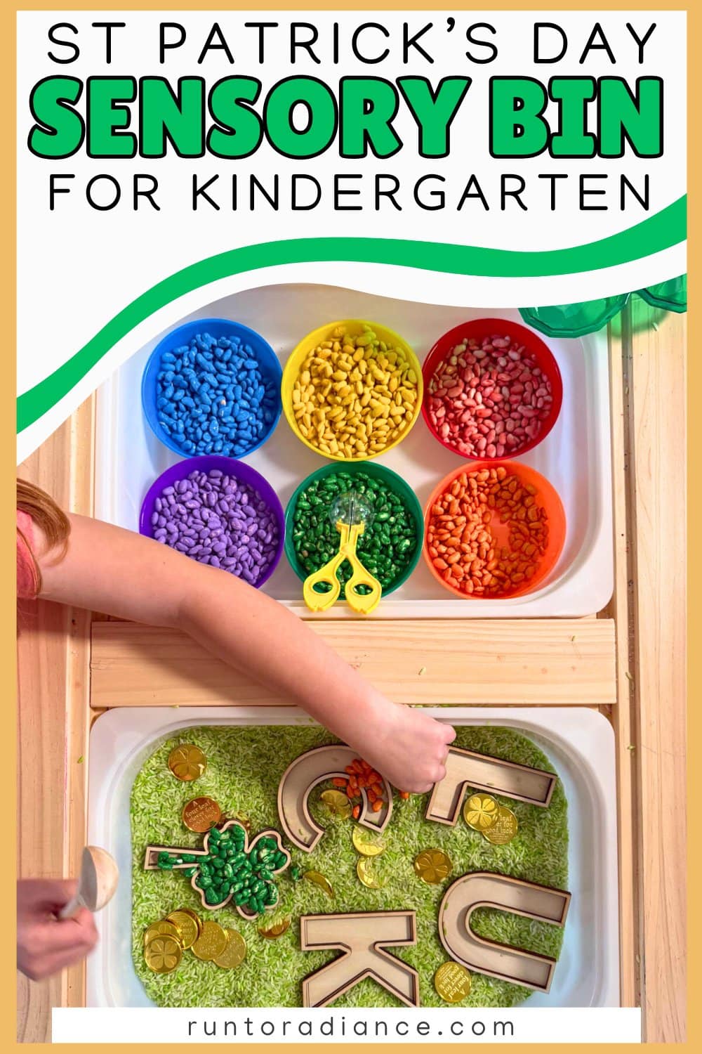 St. Patrick's Day Sensory Bin - Run To Radiance