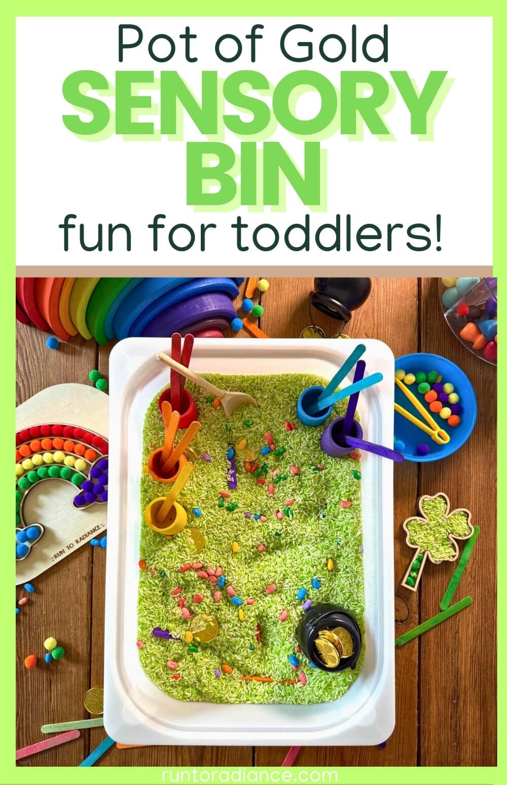 St. Patrick's Day Sensory Bin - Run To Radiance