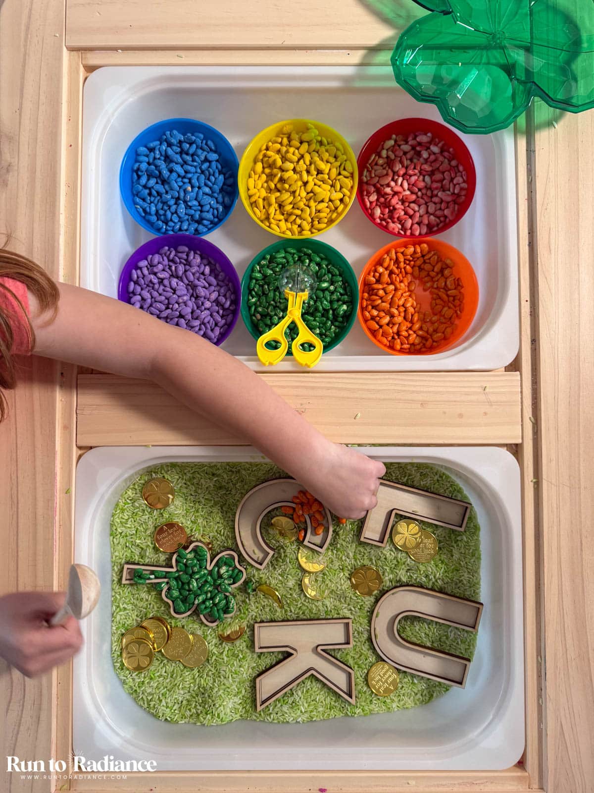 St. Patrick's Day Sensory Bin - Run To Radiance