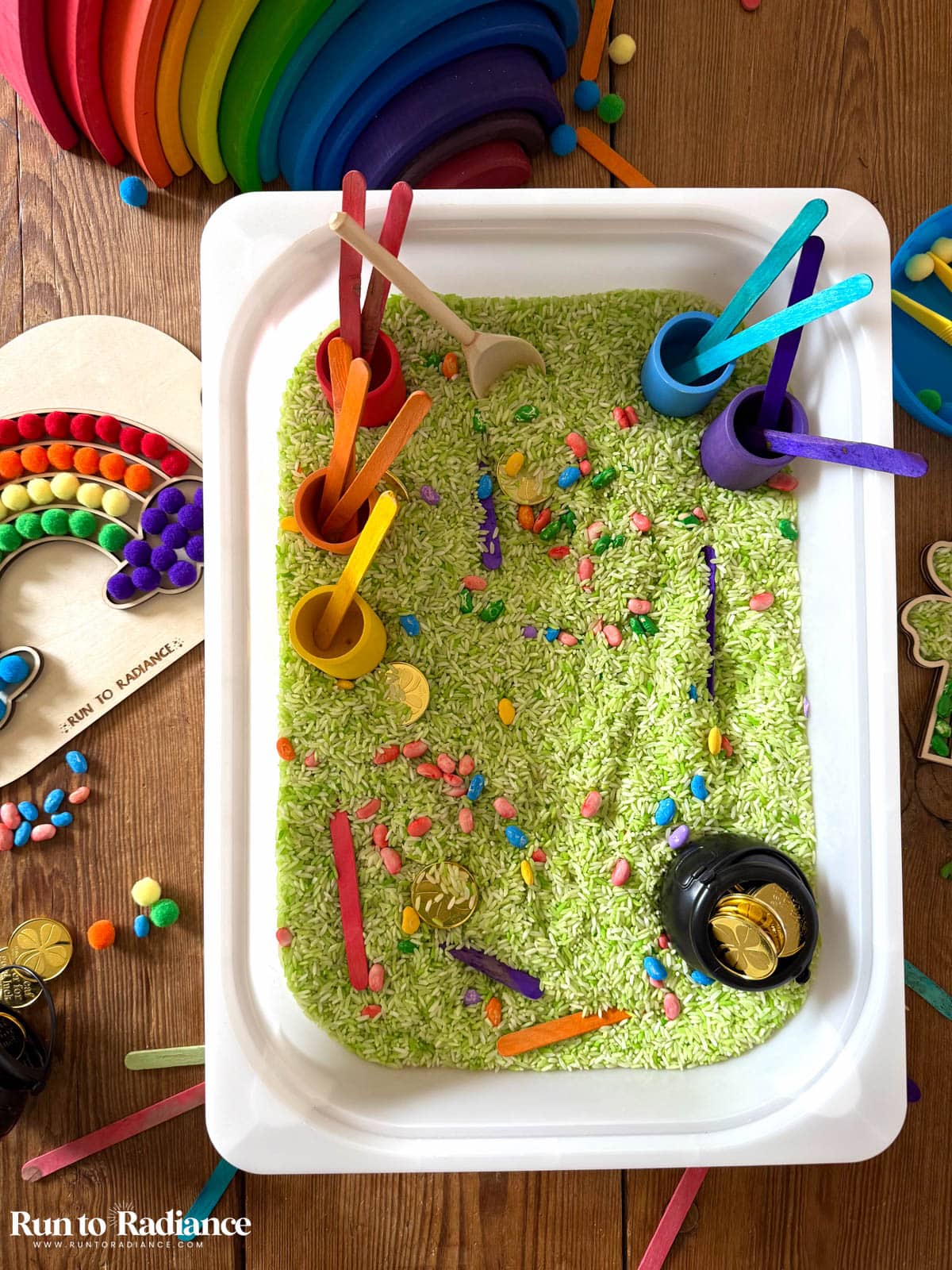 St. Patrick's Day Sensory Bin - Run To Radiance