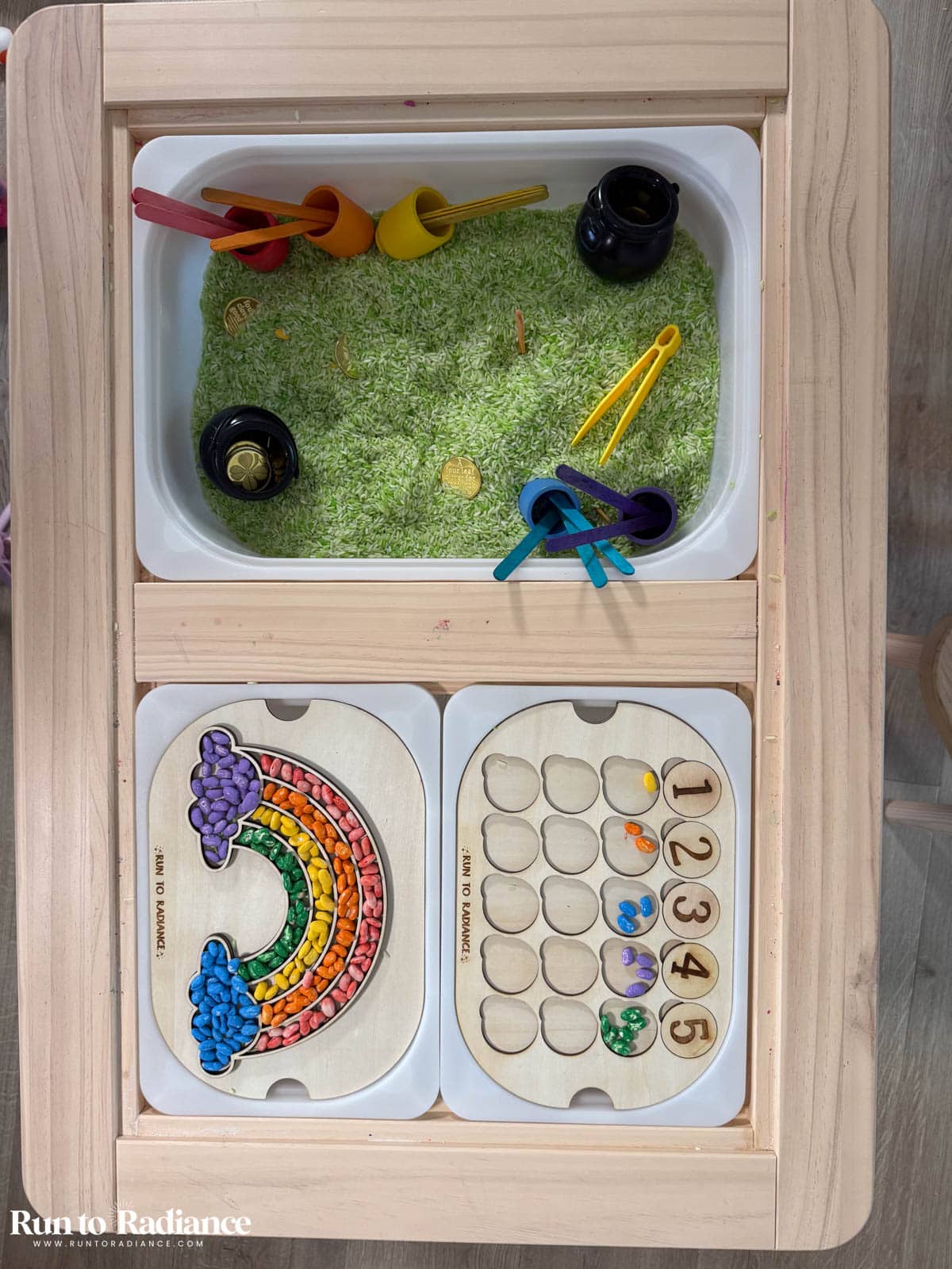 St. Patrick's Day Sensory Bin - Run To Radiance