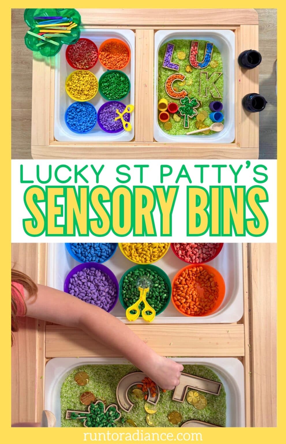 St. Patrick's Day Sensory Bin - Run To Radiance