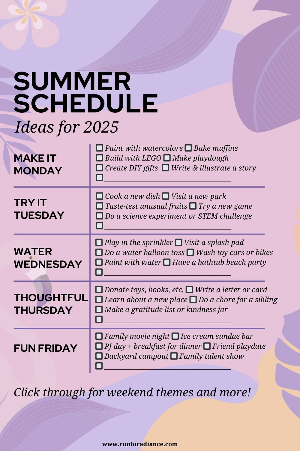 Simple Summer Schedule Ideas to Keep You Sane - Run To Radiance