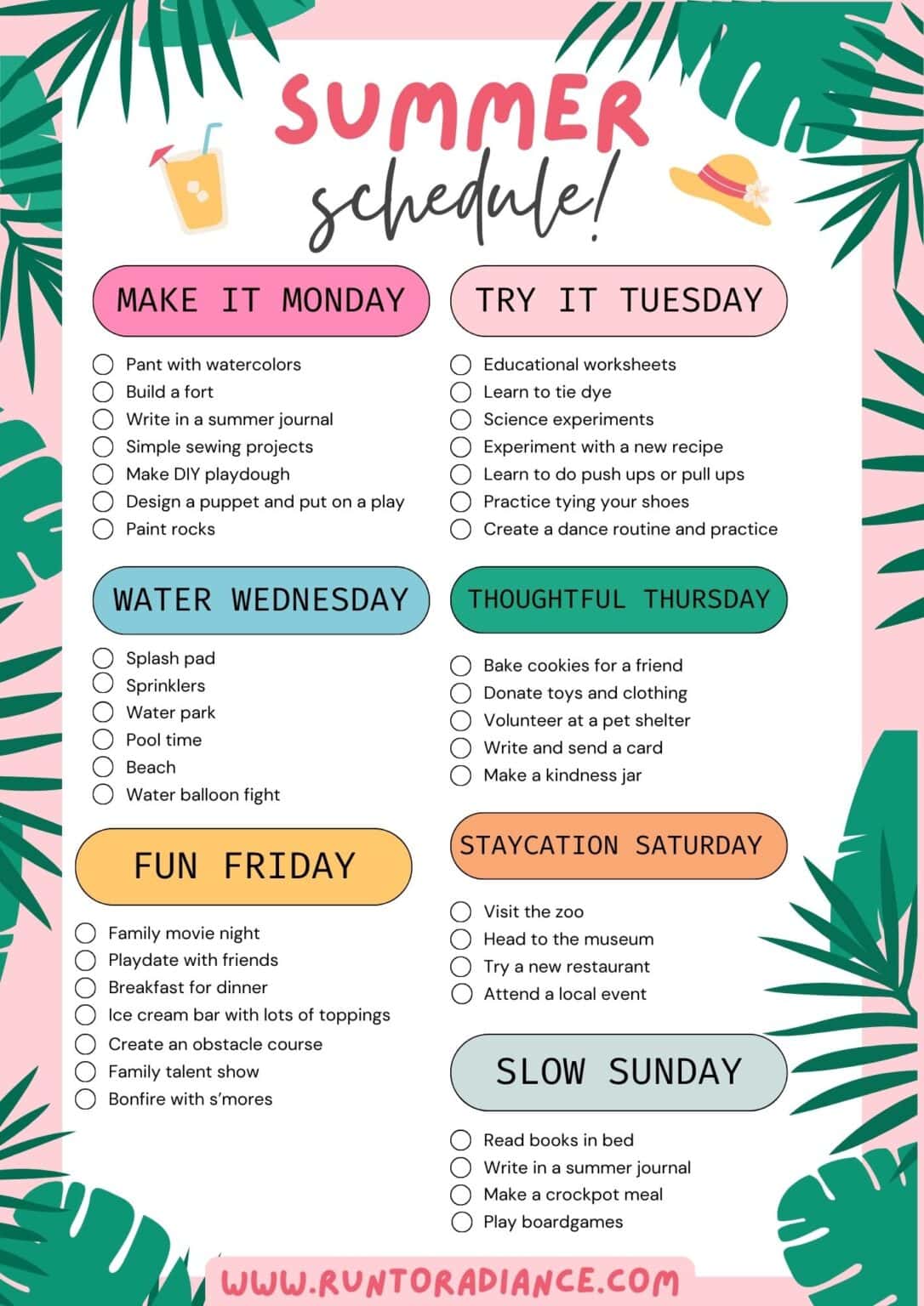 Simple Summer Schedule Ideas to Keep You Sane - Run To Radiance